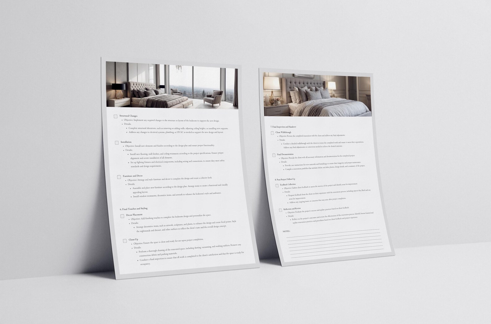 Interior Designer Checklist Bedroom Renovation Project Template ...