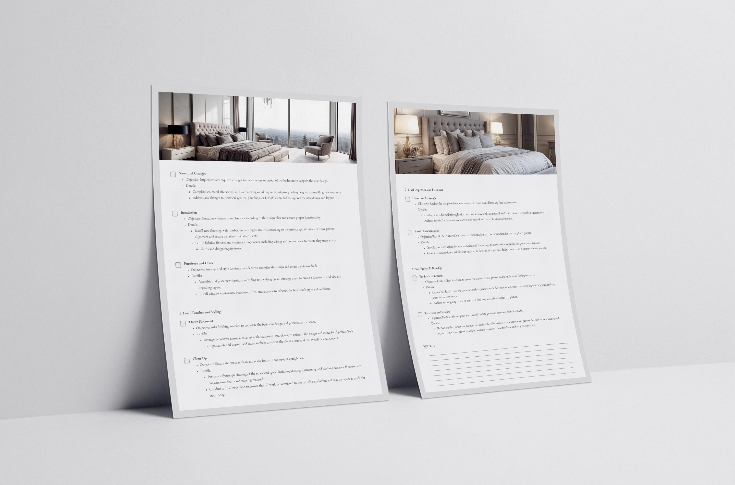 Interior Designer Checklist Bedroom Renovation Project Template ...