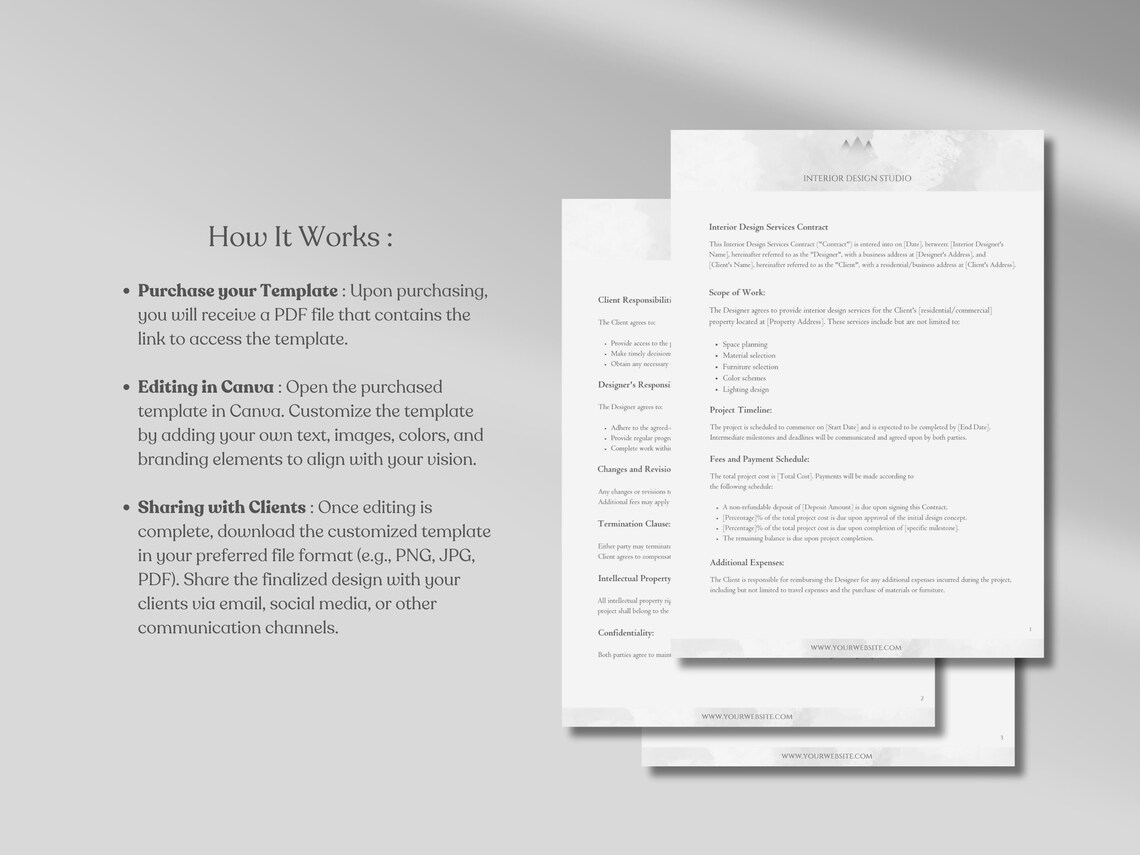 Interior Design Client Contract Template, Client Onboarding, Minimalist ...