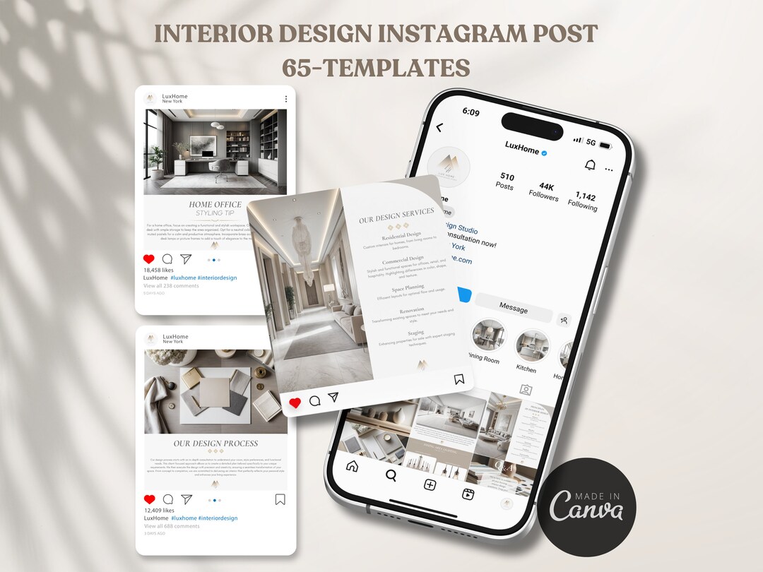 Interior Design Instagram Post Template Social Media Instagram Branding ...