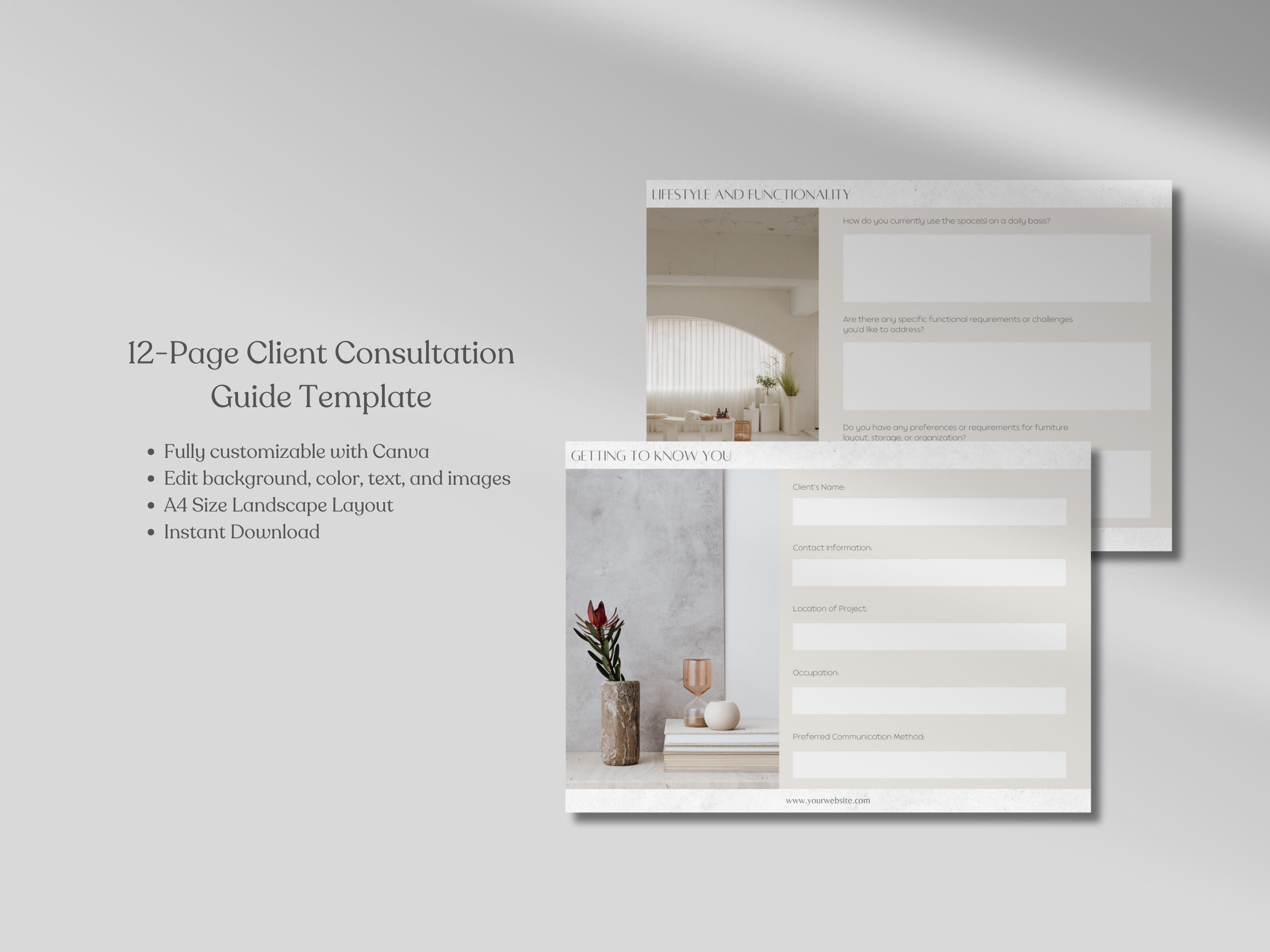 Interior Design Client Consultation Guide Template, Minimalist Interior ...