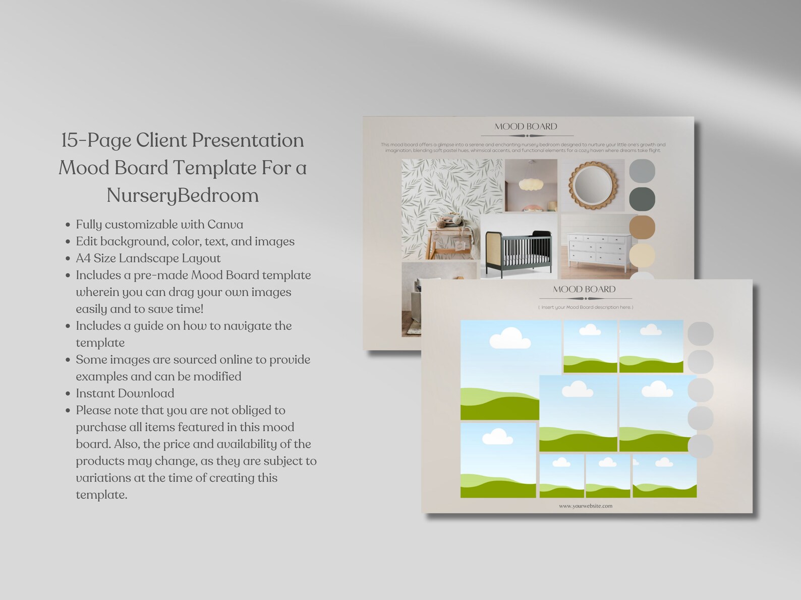 Interior Design Client Presentation Mood Board Template, Nursery ...