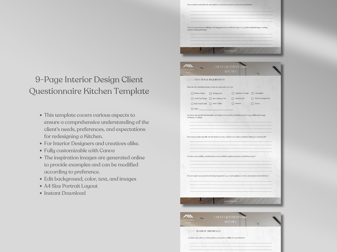 Modern Interior Design Client Questionnaire Kitchen Template Client ...