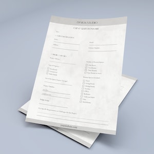 Interior Design Client Questionnaire, Client Questionnaire Template ...