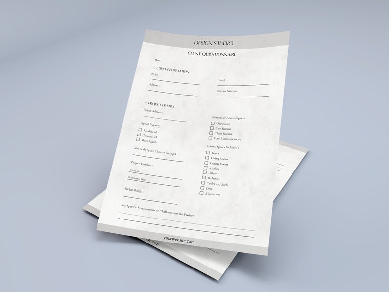 Interior Design Client Questionnaire, Client Questionnaire Template ...