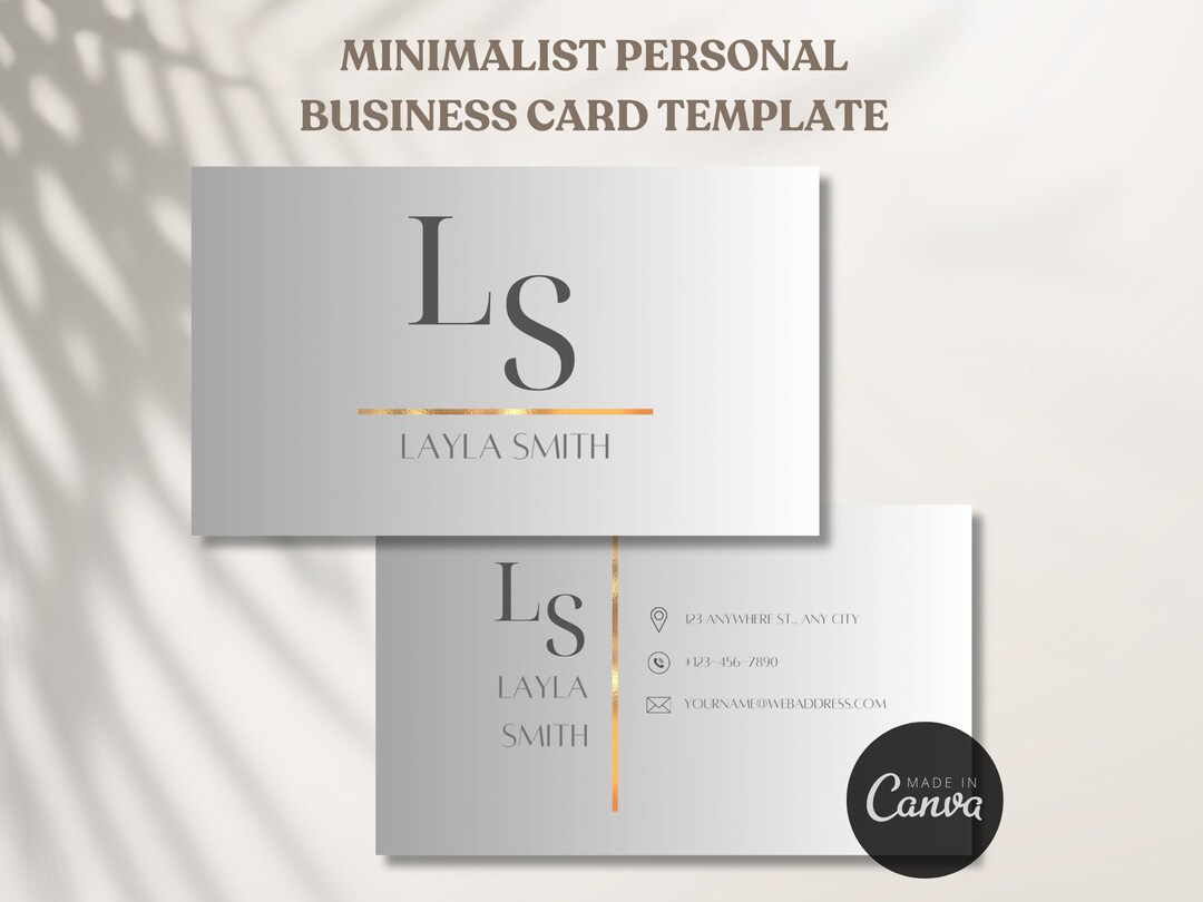 Editable Simple and Minimalist Personal Business Card Printable ...