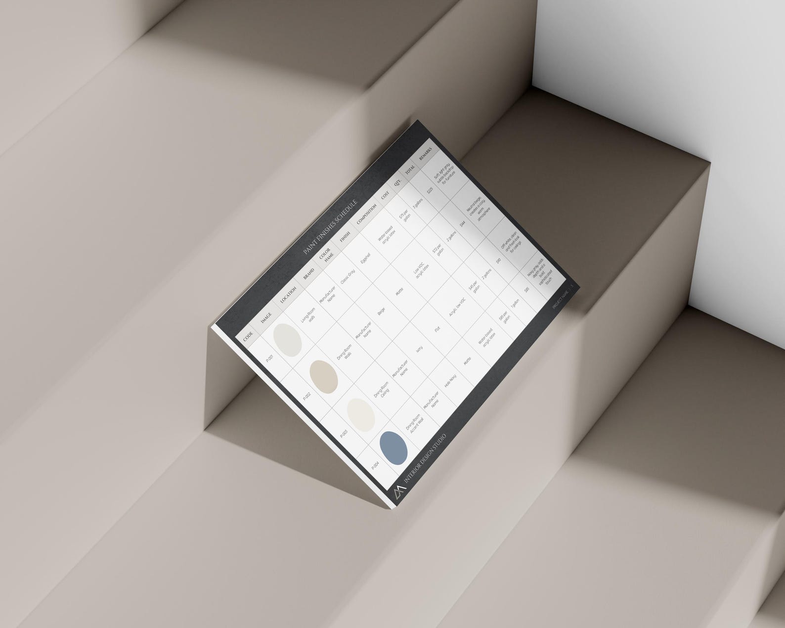 Interior Design FF&E Schedule Template, Black Modern Design Project ...