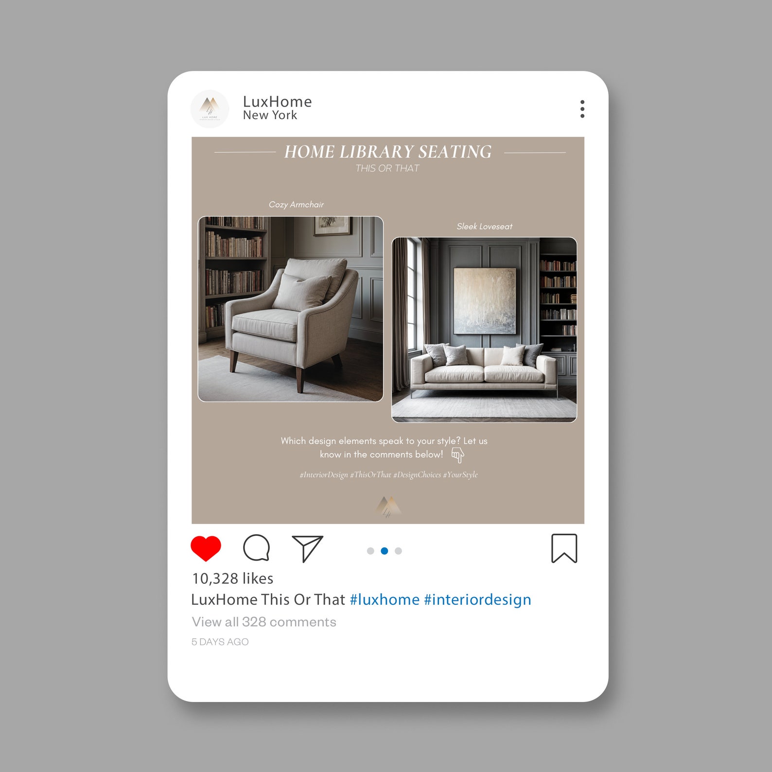 Interior Design Instagram Post Template Social Media Instagram Branding ...
