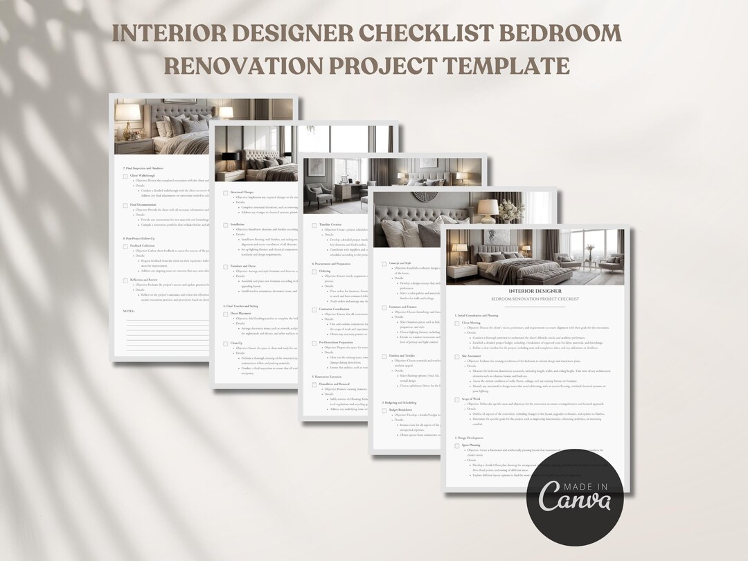 Interior Designer Checklist Bedroom Renovation Project Template ...