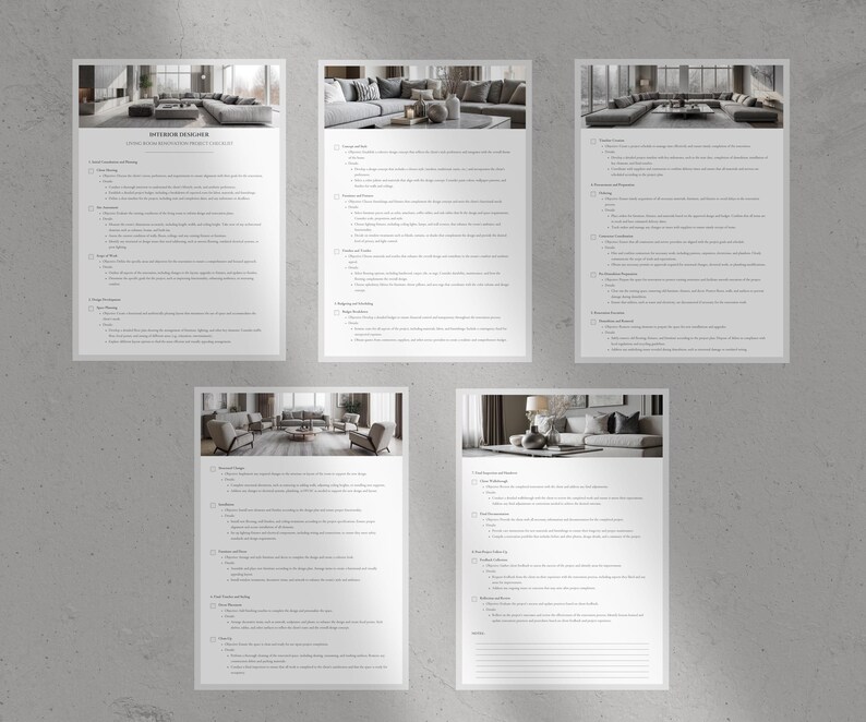 Interior Designer Checklist Living Room Renovation Project Template ...