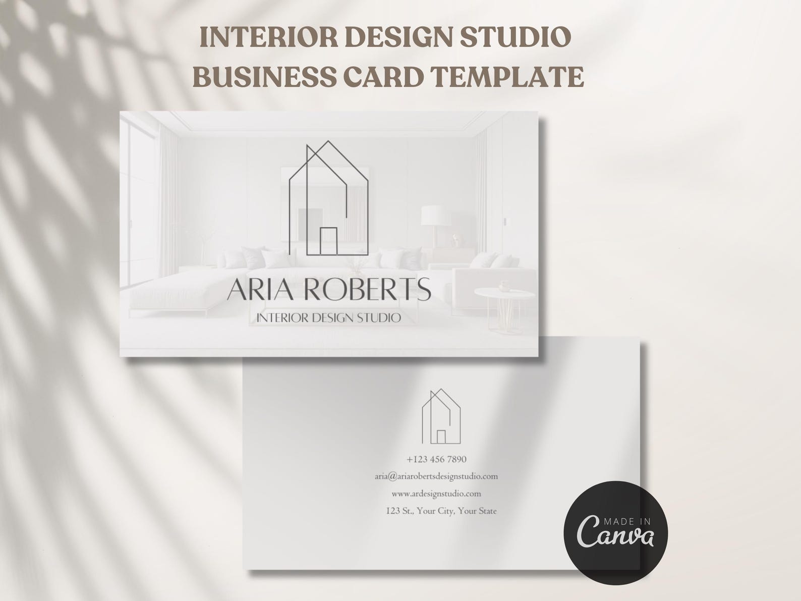 Interior Design Studio Business Card Template, Minimalist Interior ...