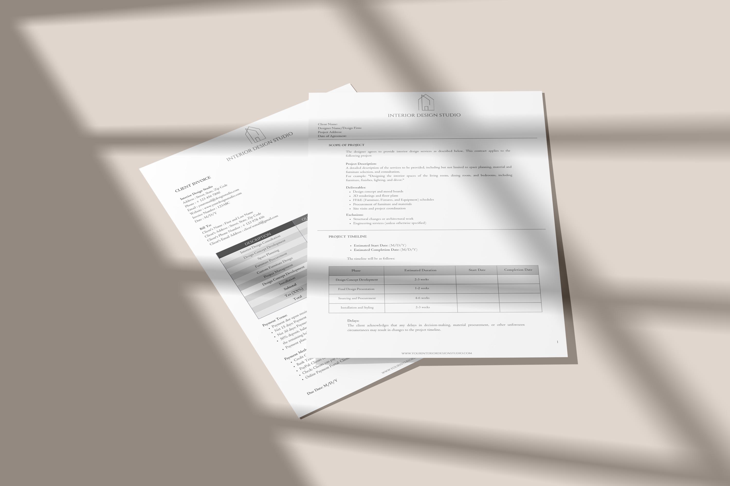 Interior Designer Client Contract, Invoice, Welcome Guide, and FF&E ...