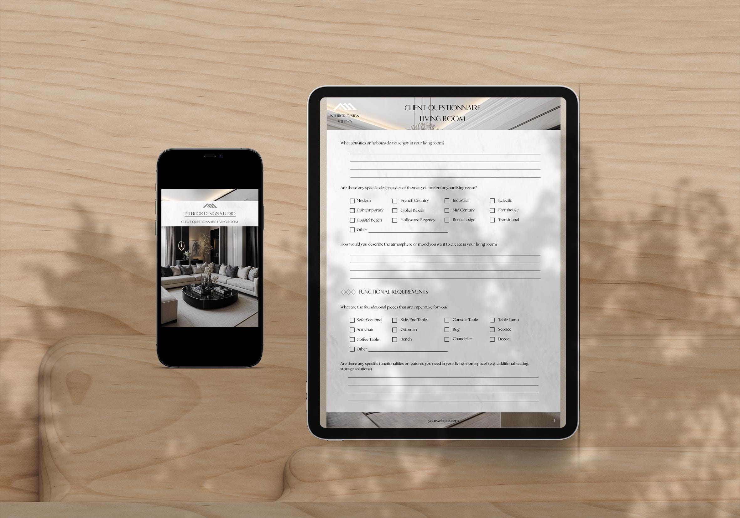 Modern Interior Design Client Questionnaire Living Room Template Client ...