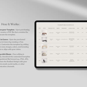 Interior Design FF&E Schedule Template, Furniture and Finishes Schedule ...