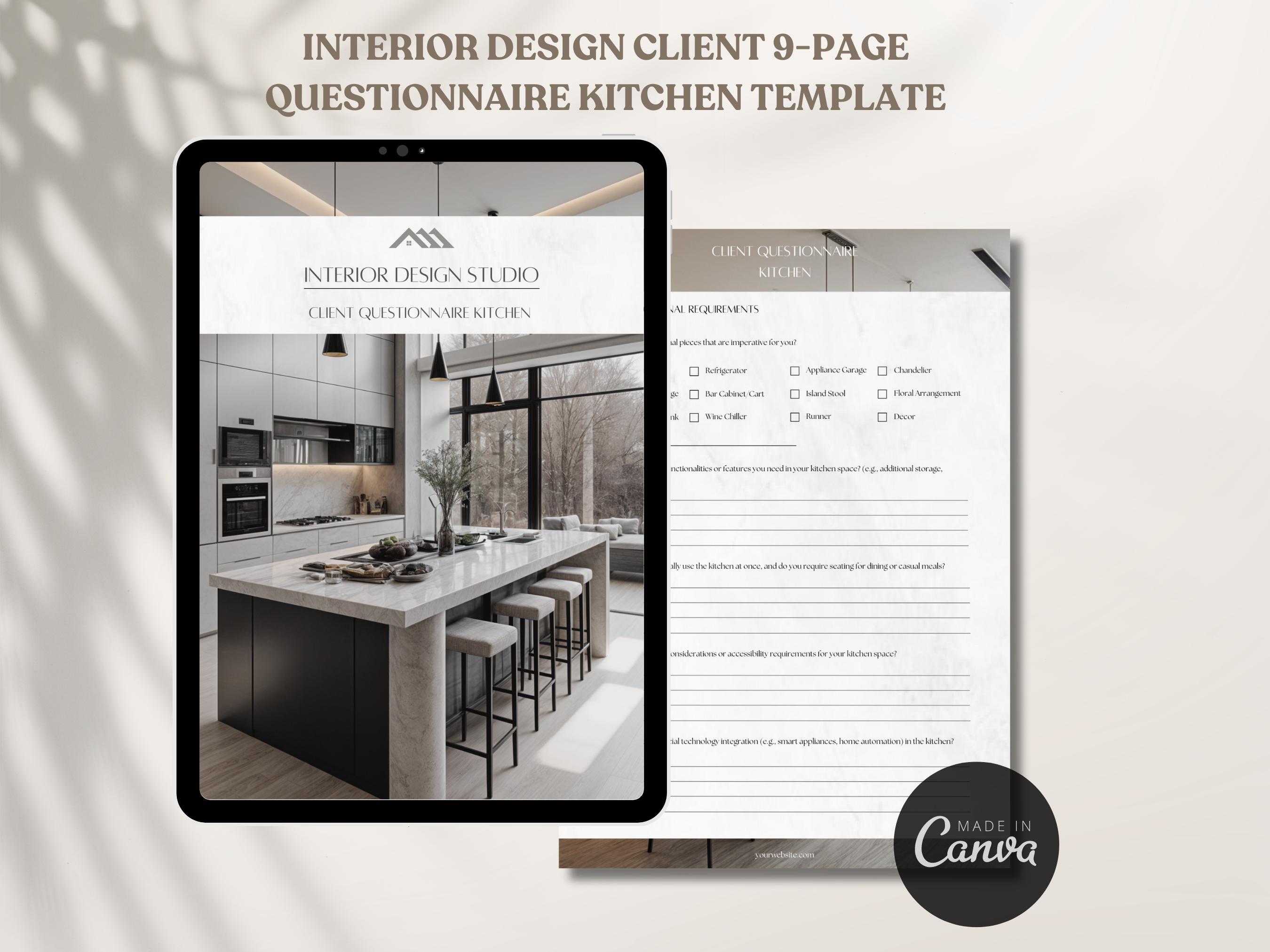 Modern Interior Design Client Questionnaire Kitchen Template Client ...