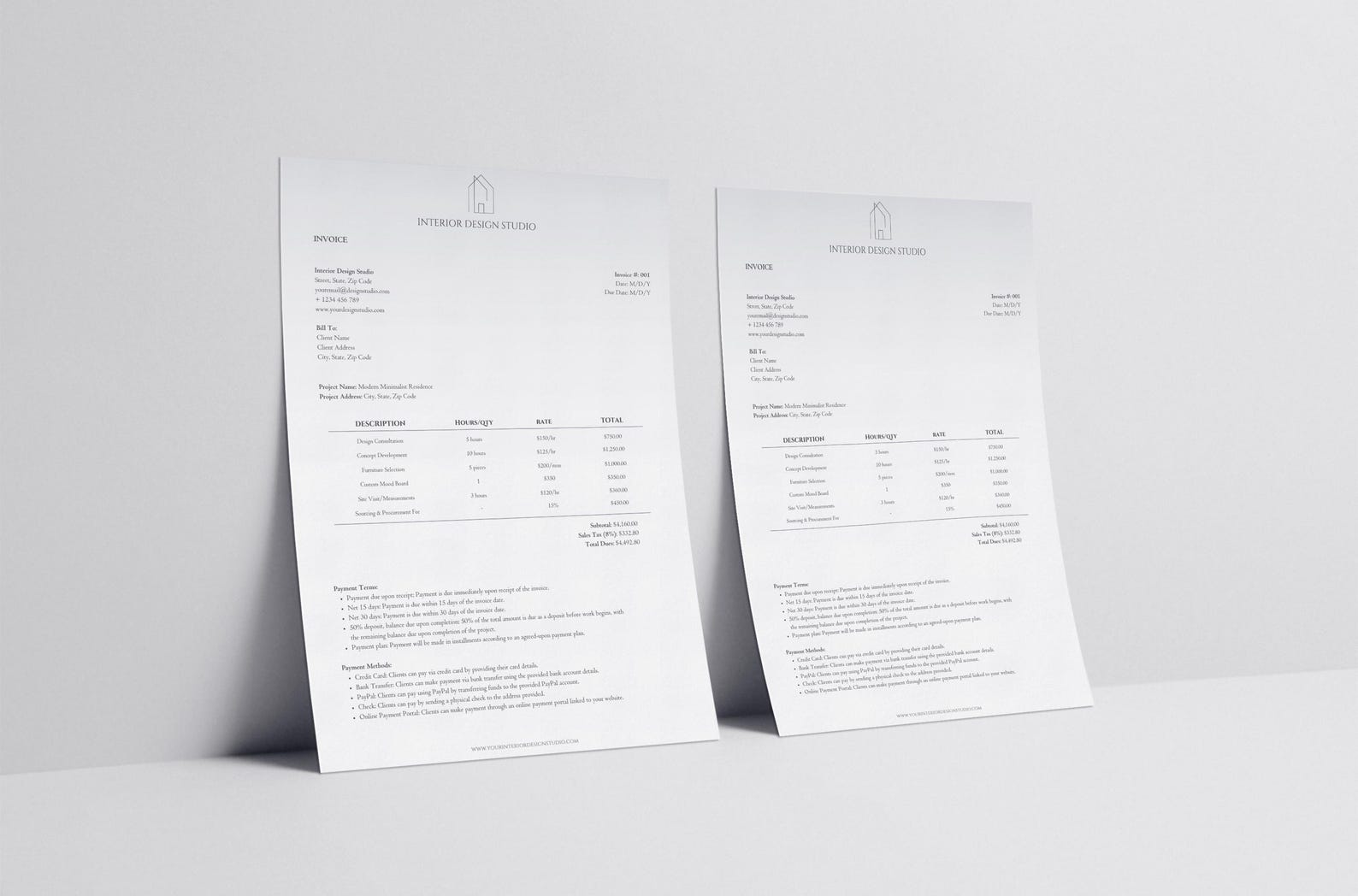 Interior Design Client Invoice Template, Design Project Management ...