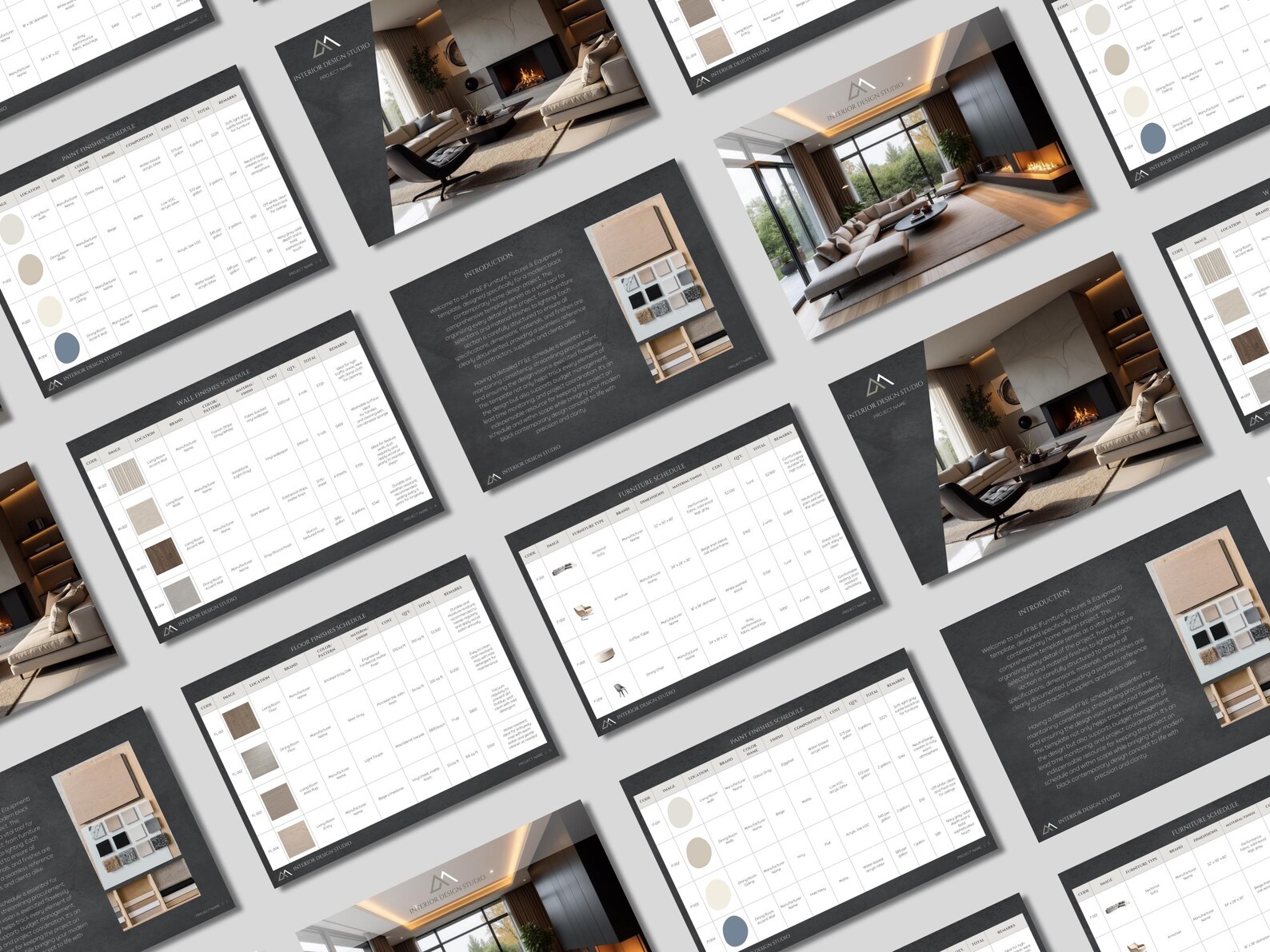 Interior Design FF&E Schedule Template, Black Modern Design Project ...