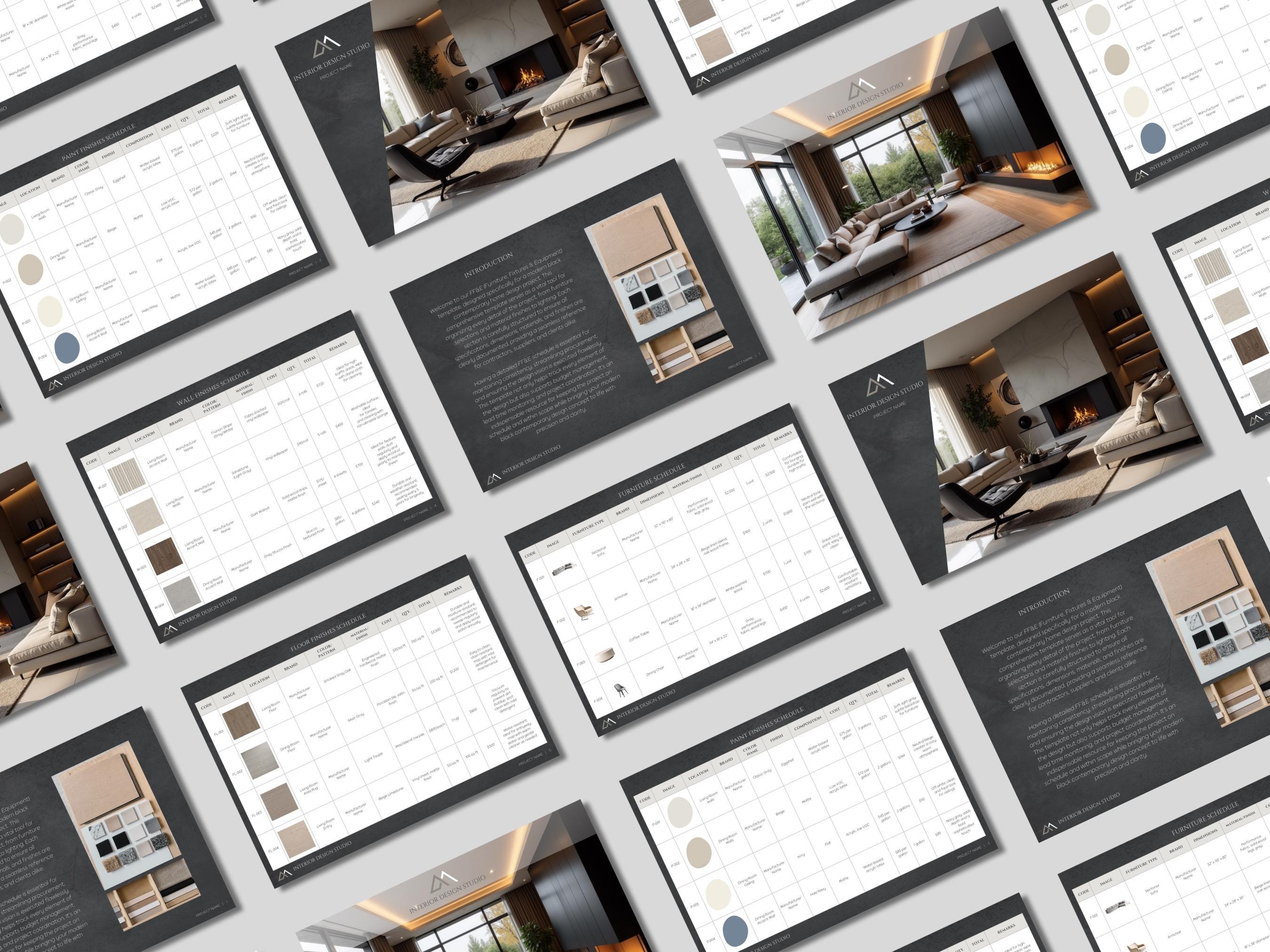 Interior Design FF&E Schedule Template, Black Modern Design Project ...