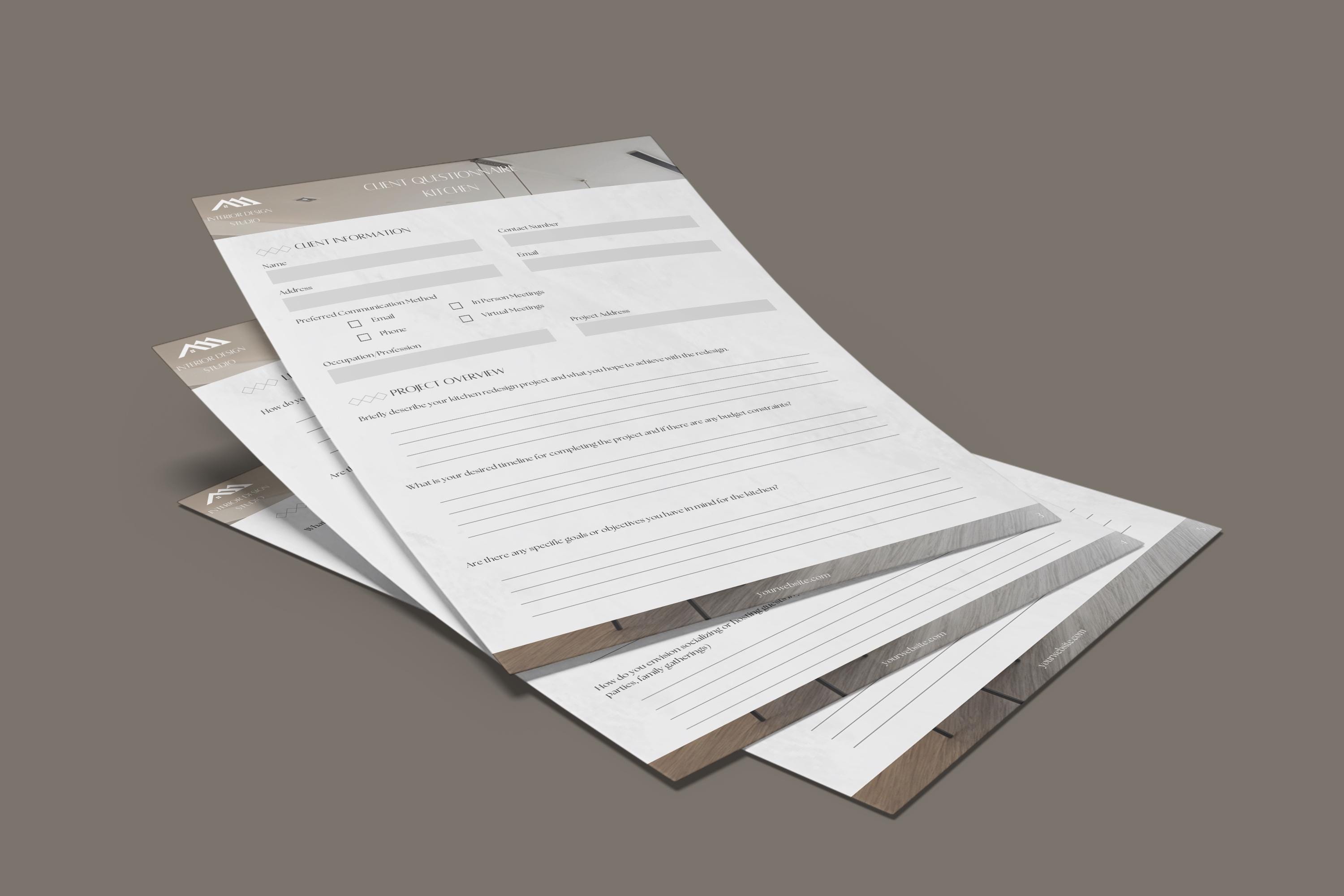 Modern Interior Design Client Questionnaire Kitchen Template Client ...