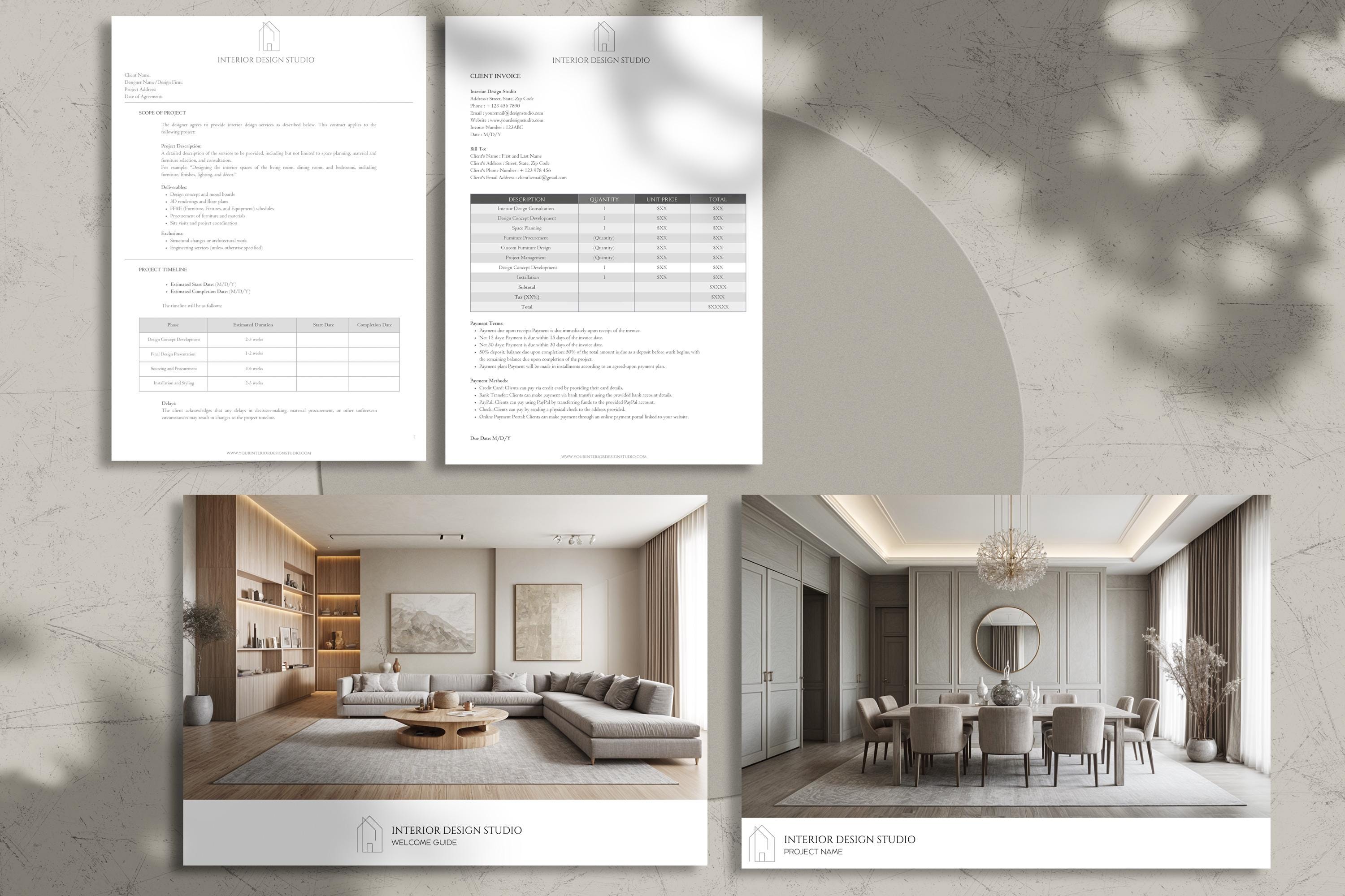 Interior Designer Client Contract, Invoice, Welcome Guide, and FF&E ...