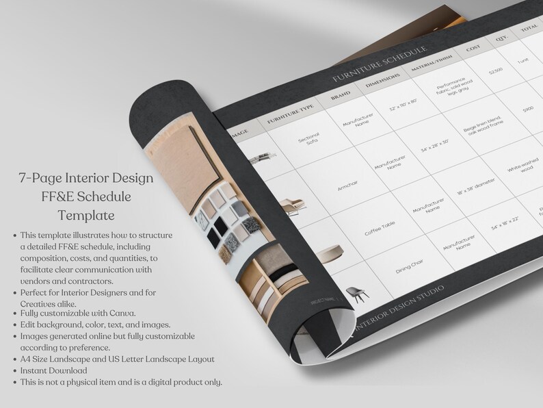 Interior Design FF&E Schedule Template, Black Modern Design Project ...