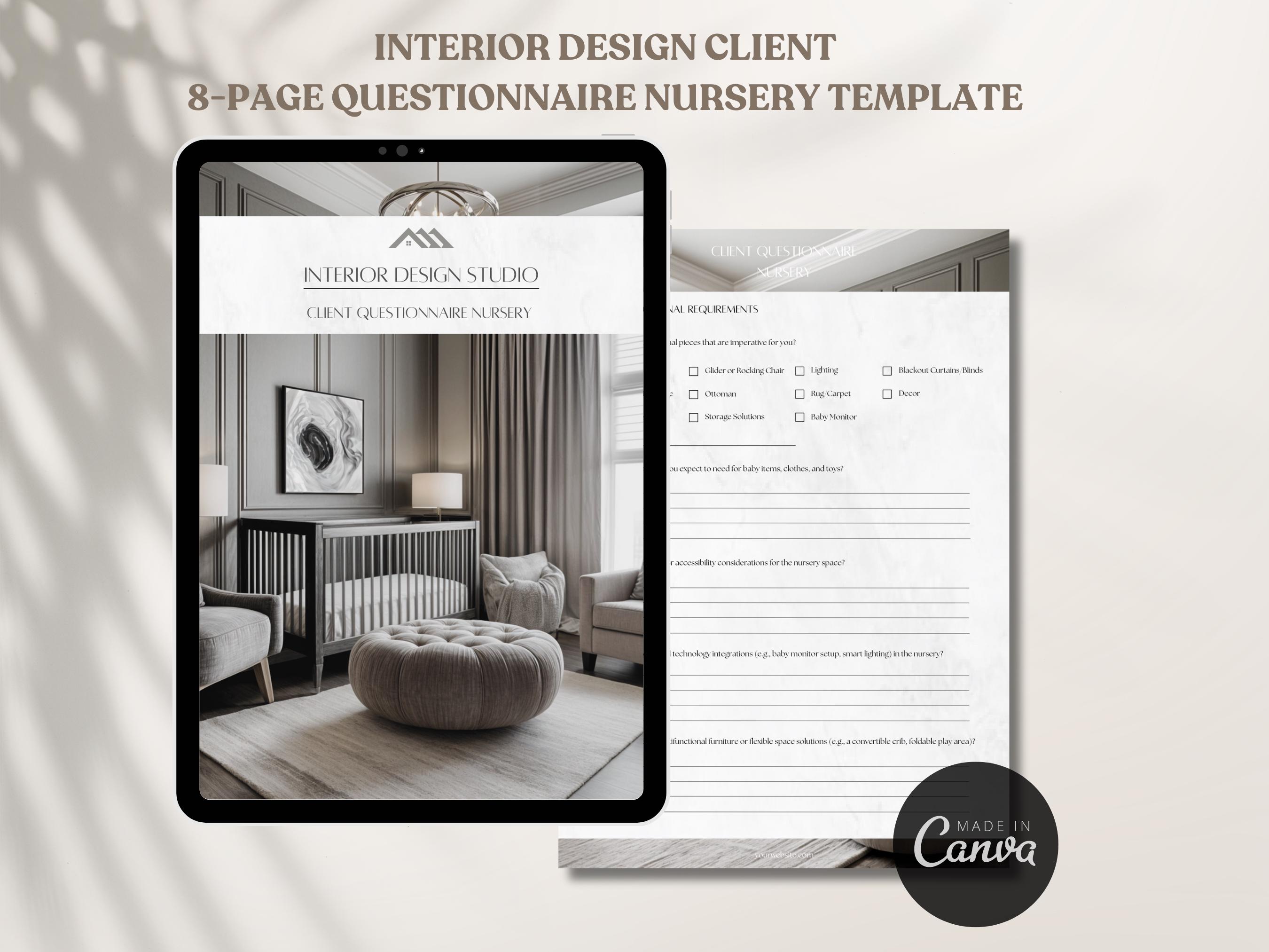 Modern Interior Design Client Questionnaire Nursery Template Client ...