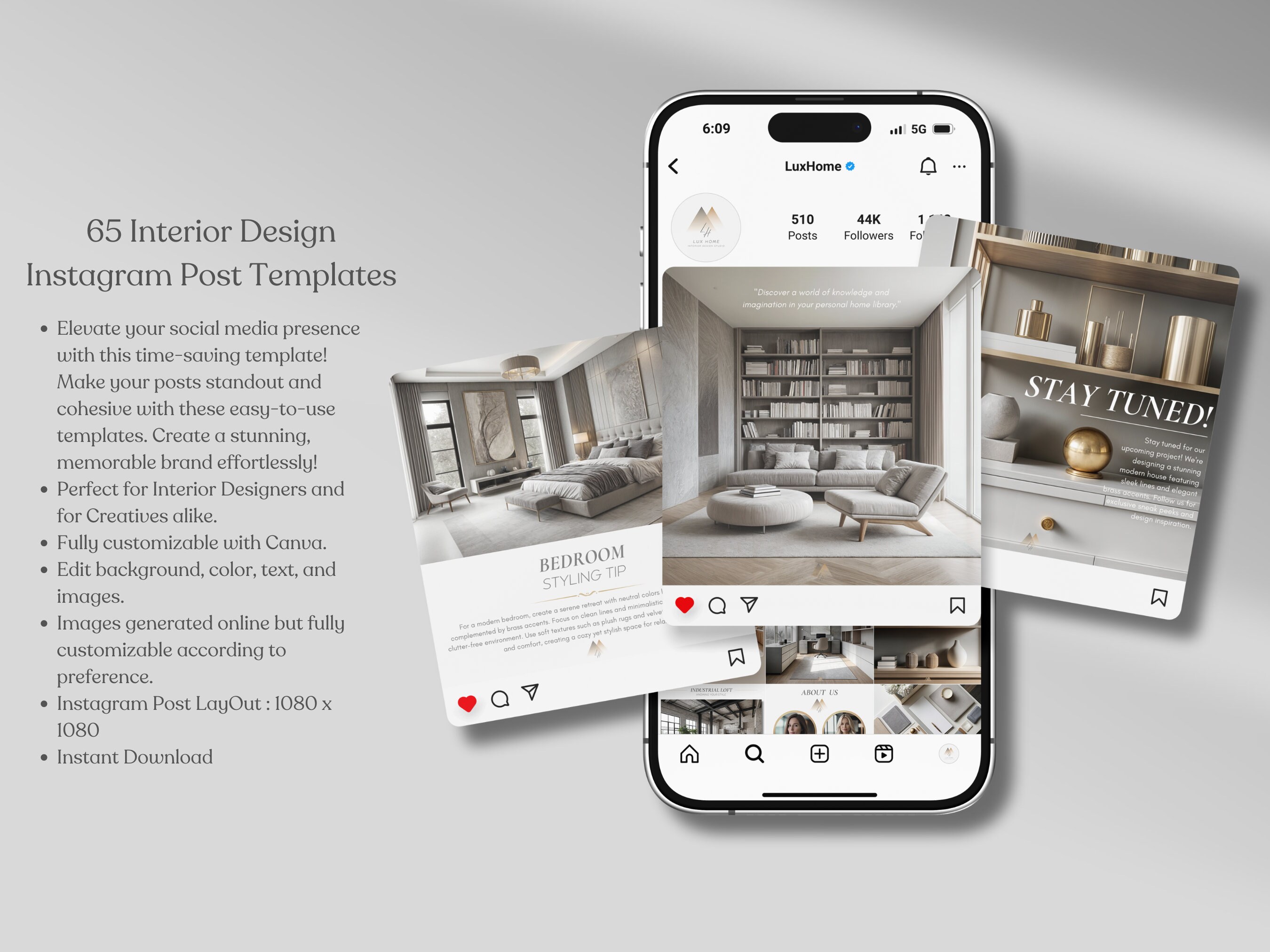 Interior Design Instagram Post Template Social Media Instagram Branding ...