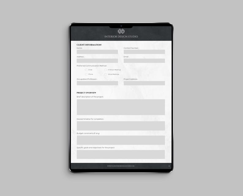 Modern Black Interior Design Client Consultation Guide Template Client ...