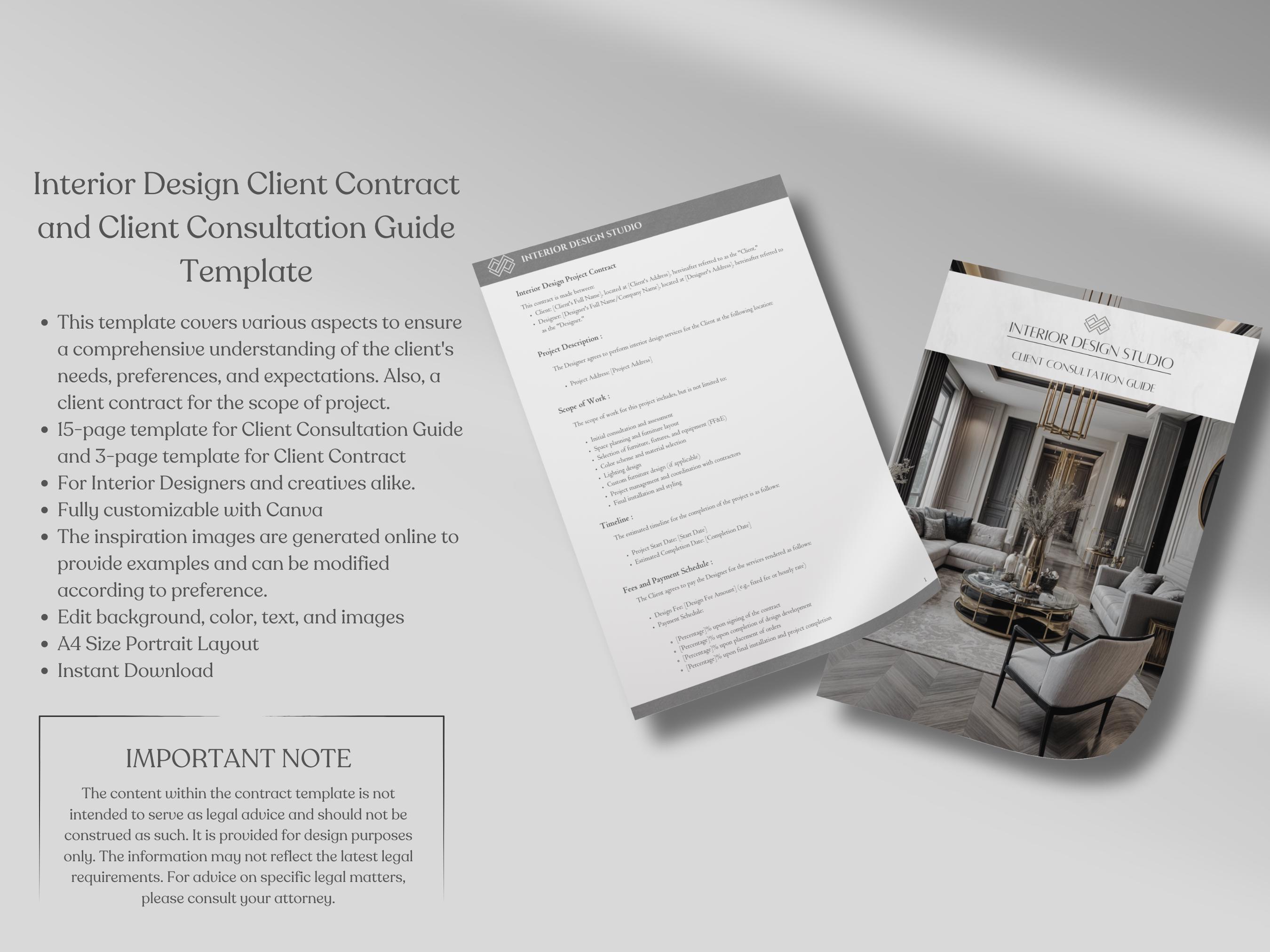 Modern Minimalist Interior Design Client Contract and Client Guide ...