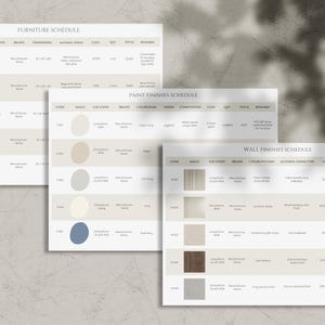 Interior Design FF&E Schedule Template, Furniture and Finishes Schedule ...