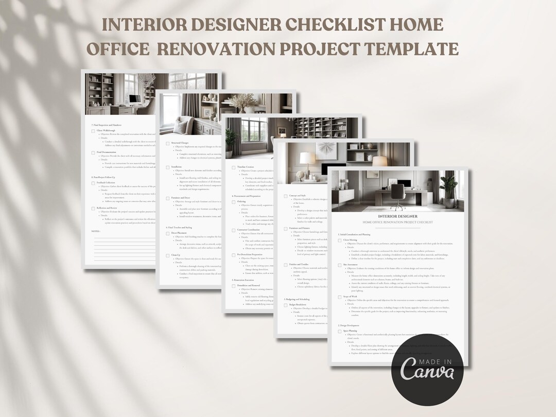 Interior Designer Checklist Home Office Renovation Project Template ...