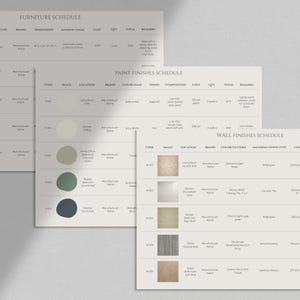 Interior Design FF&E Schedule Template, Furniture and Finishes Schedule ...