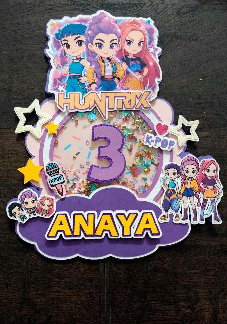 Personalized Huntrix Kpop Cake Topper, Demon Hunter Birthday Party ...