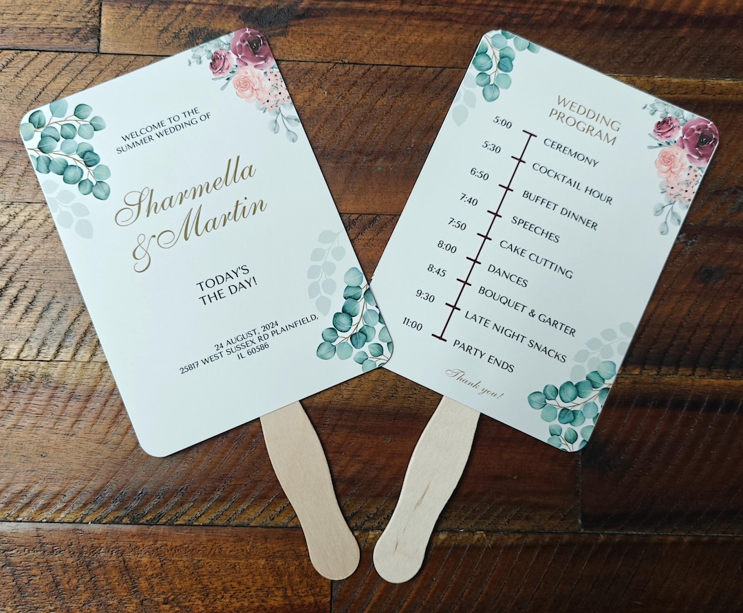 Personalized Wedding Programs Fan. Wedding Program Timeline. Fan ...