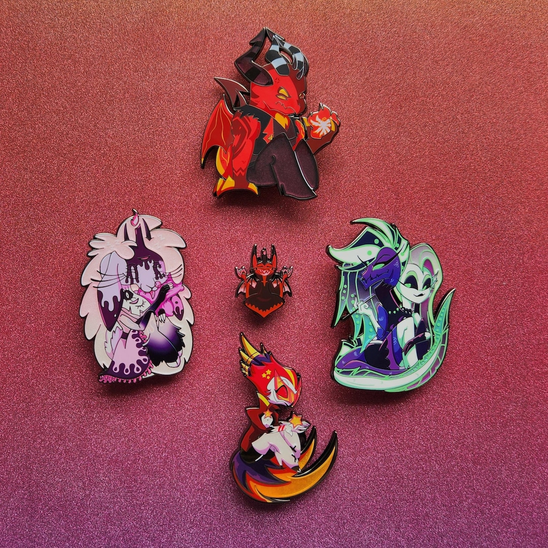 Helluva Boss Sins Enamel Pin Set: Satan, Belphegor, Leviathan, Vassago ...