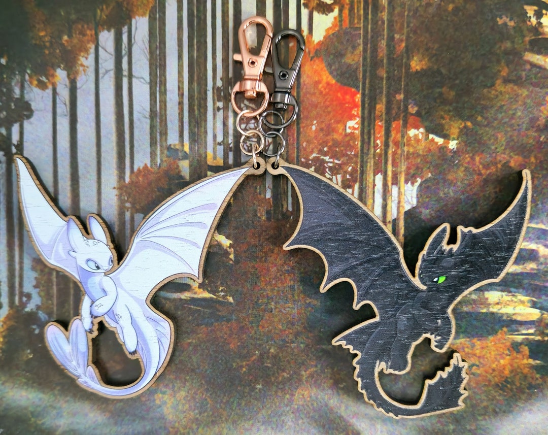 How to Train Your Dragon Toothless and Light Fury Keycharms - Etsy