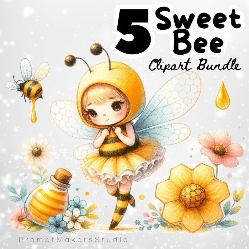Sweet Honey Bee Clipart Cute Bee Clipart Watercolor Valentine Animals ...