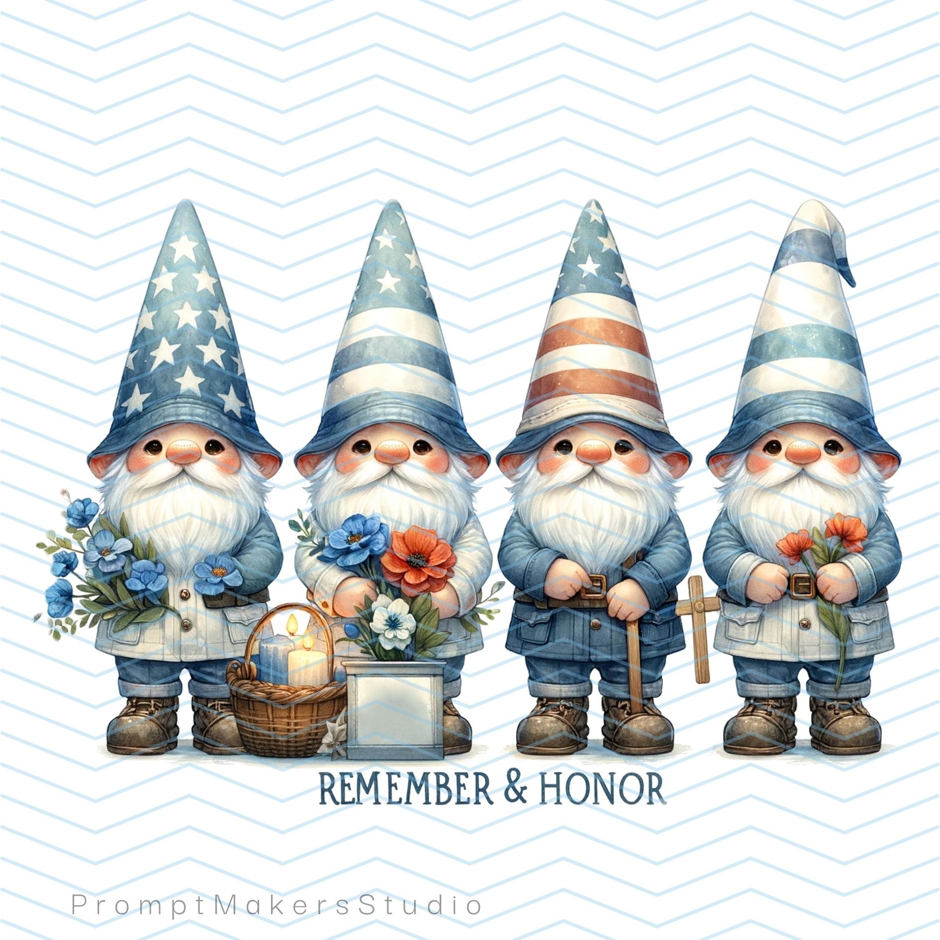 Memorial Day Gnomes Clipart, 3 Independence Day Clipart, Soldier Gnomes ...