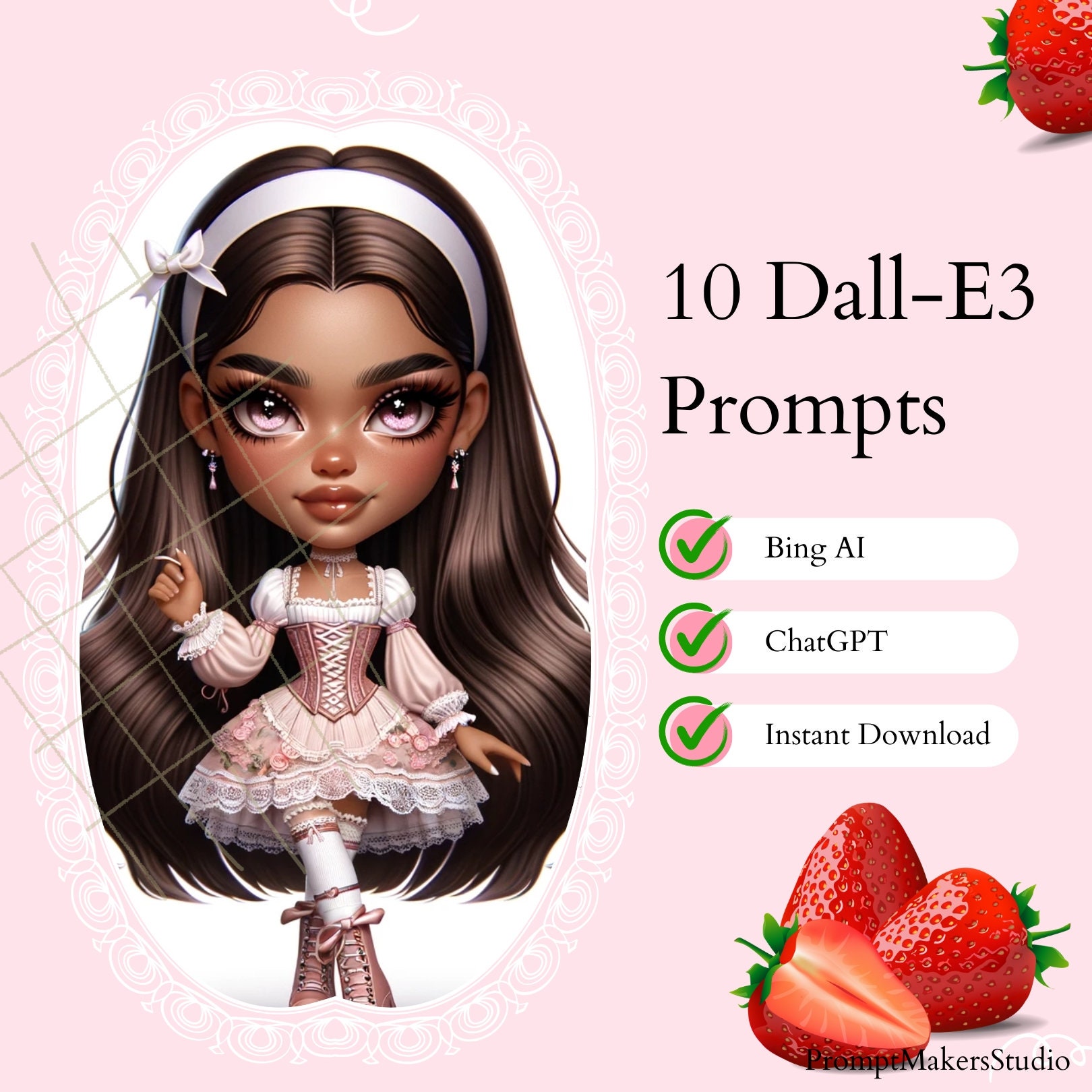 Dall-e3 & Chatgpt Prompt 20 HQ Pngs of Beautiful Pink Minidress Chibi ...