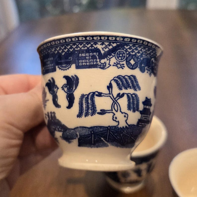 Set of Five Iconic Vintage Japanese Blue Willow Demitasse/tea Cups - Etsy