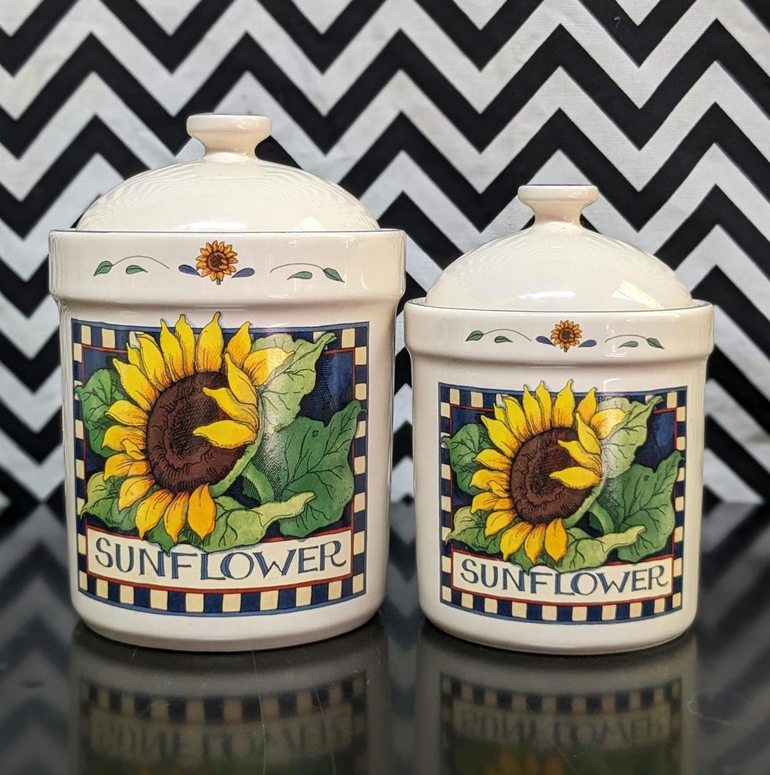 2 Vintage Susan Winget Sunflower Kitchen Containers/cannisters ...