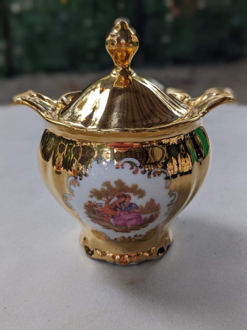 Gorgeous Porcelain Gold Tea Set by STW Bavaria teapot, Sugar Bowl, and ...
