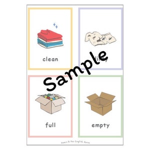 English Flashcards Opposites Adjectives 48 Cards for Kids Pre-school ...