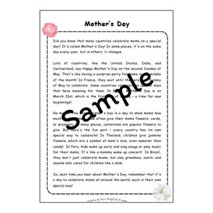 Mother's Day Worksheets, Workbooks, Activities, Reading Comprehension ...