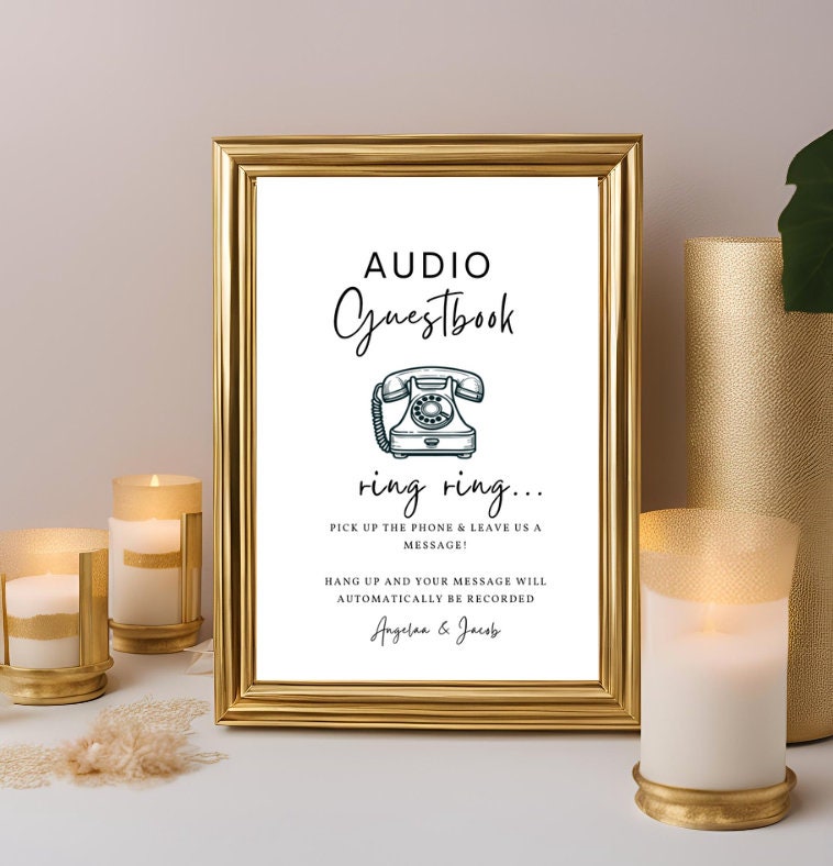 Audio Guestbook Sign Printable, Telephone Guestbook, Vintage Audio ...
