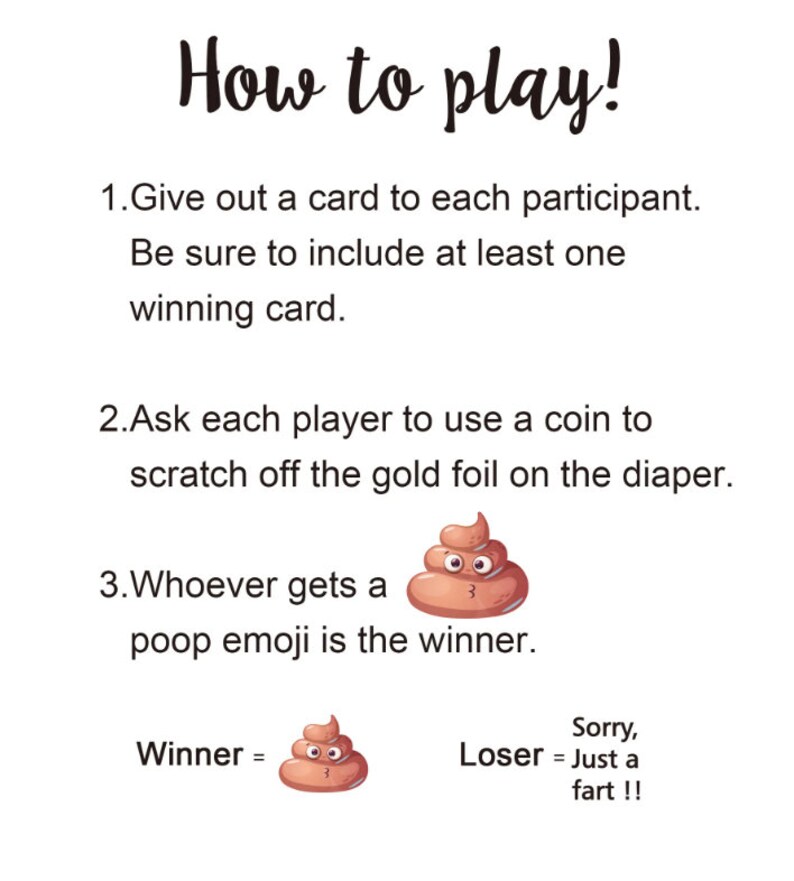 Did Baby Poop Baby Shower Game, Gender Reveal Games, Baby Shower ...