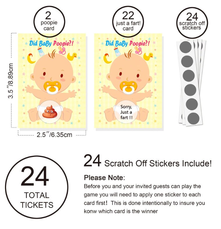 Did Baby Poop Baby Shower Game, Gender Reveal Games, Baby Shower ...