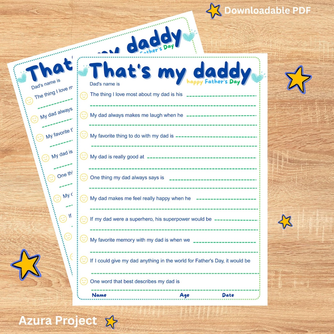 Father's Day All About My Dad Fill-in-the-blank Questionnaire - Instant ...