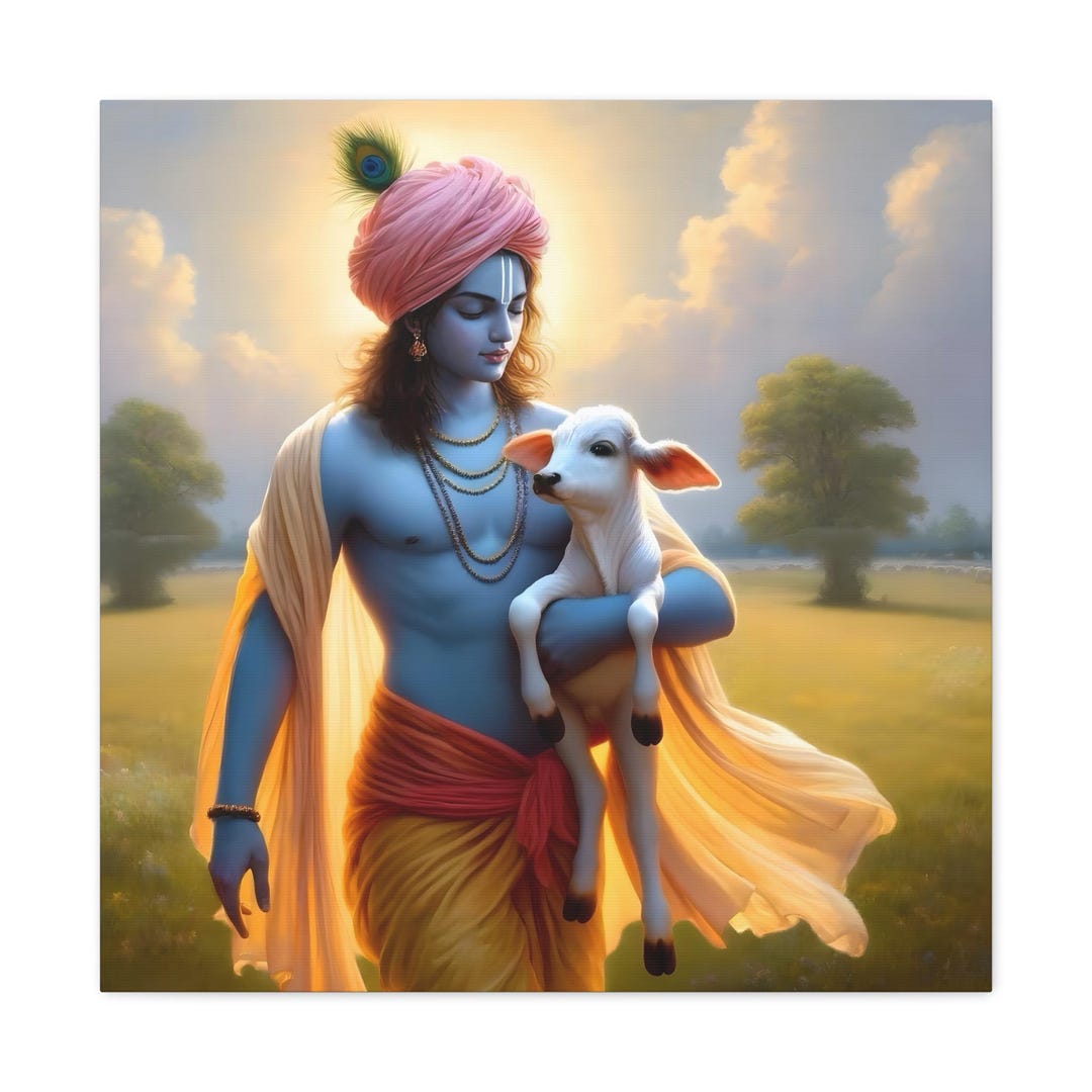 Krishna the Lover of Cows Wall Art Hindu God Krsna Govinda Gopala ...