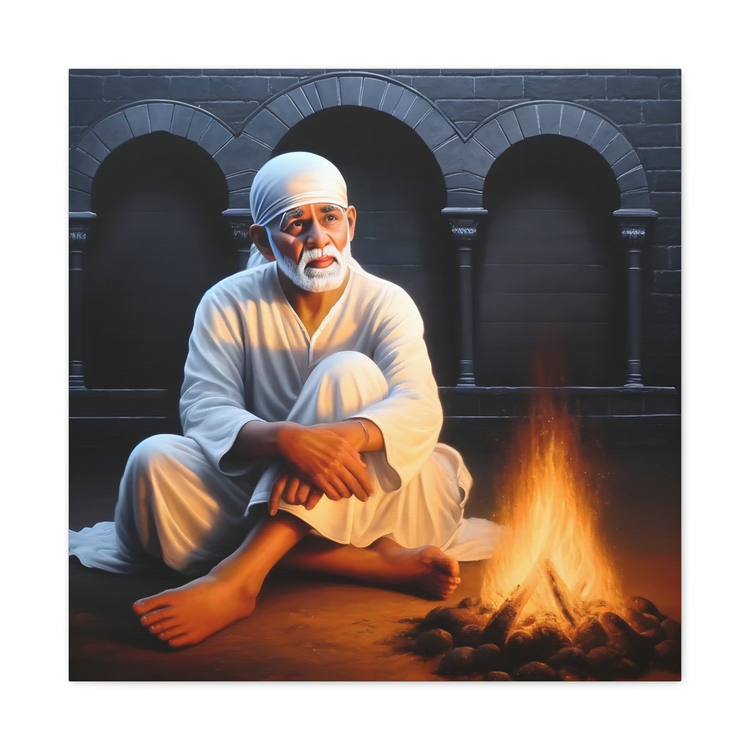 Shirdi Sai Baba Sits by His Dhuni in Dwarkamai - Etsy UK